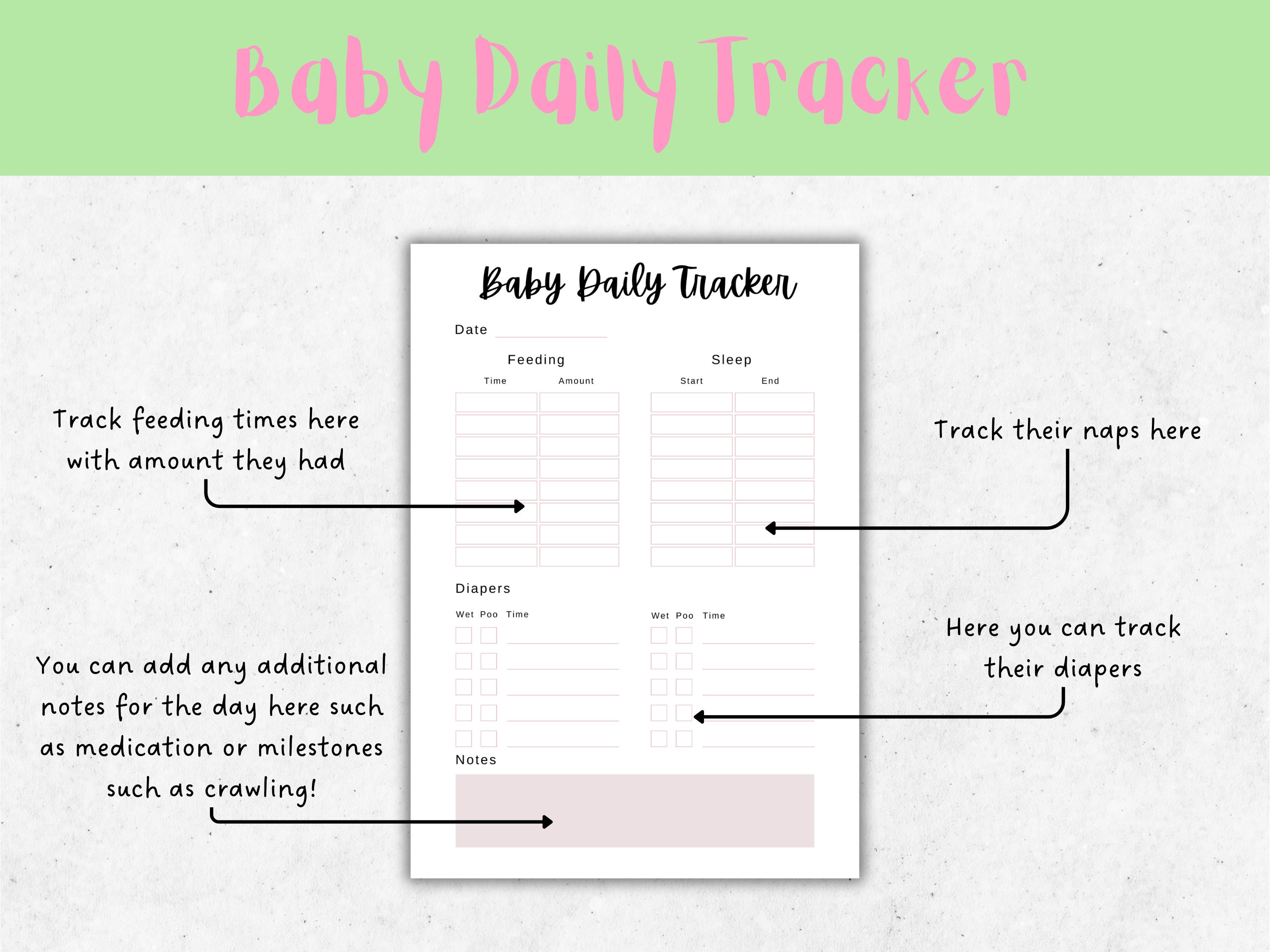 Printable Baby Daily Tracker: Diaper Feeding and Sleep - Etsy