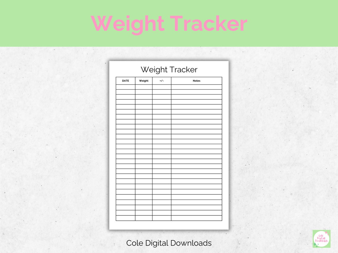 Printable Weight Tracker | Instant Download PDF | Health and Fitness Printable | Weight Loss ...