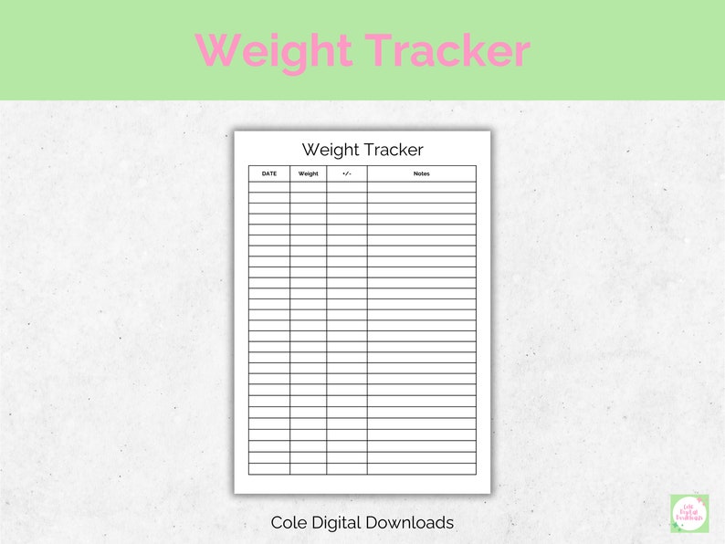 Printable Weight Tracker | Instant Download PDF | Health and Fitness ...