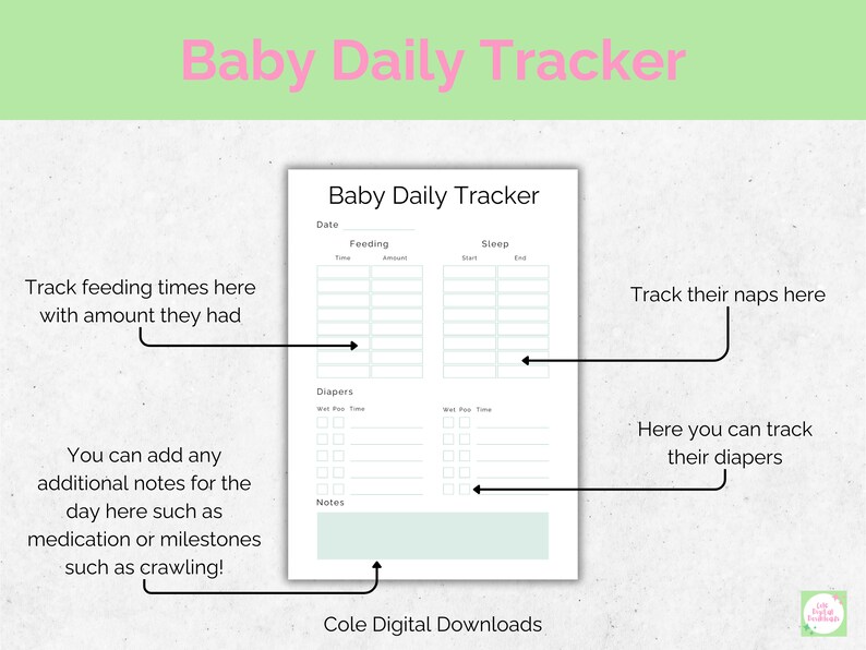 Printable Baby Daily Tracker: Diaper, Feeding, and Sleep Tracking ...