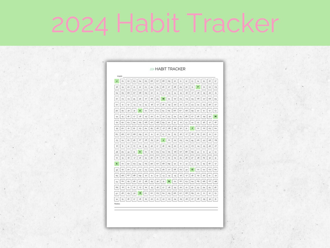 2024 Habit Tracker Printable Goal Setting and Progress Journal New Year ...