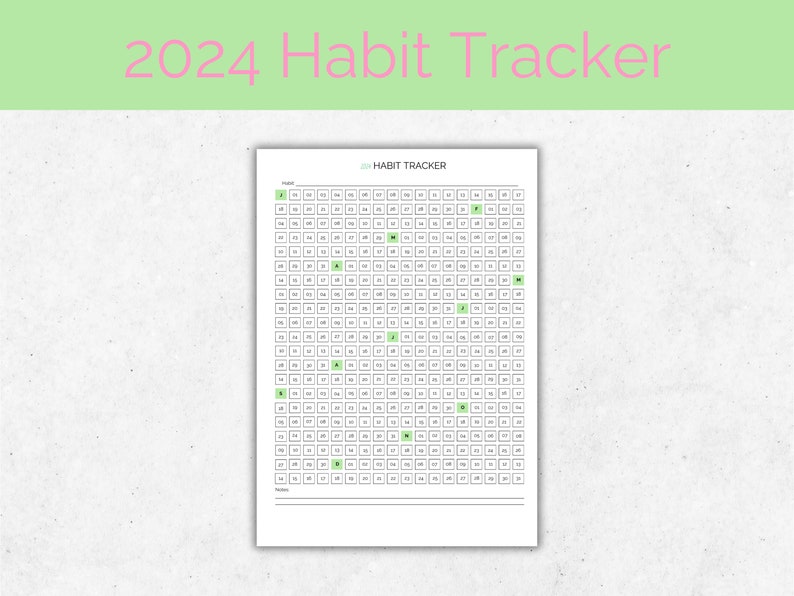 2024 Habit Tracker Printable Goal Setting and Progress Journal New Year ...