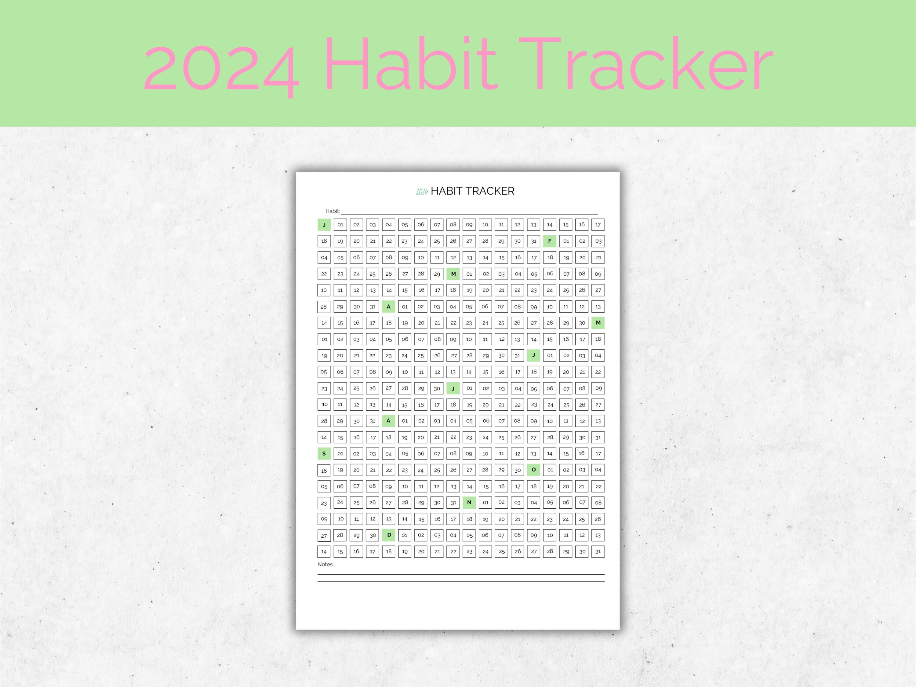2024 Habit Tracker Printable Goal Setting and Progress Journal New Year ...