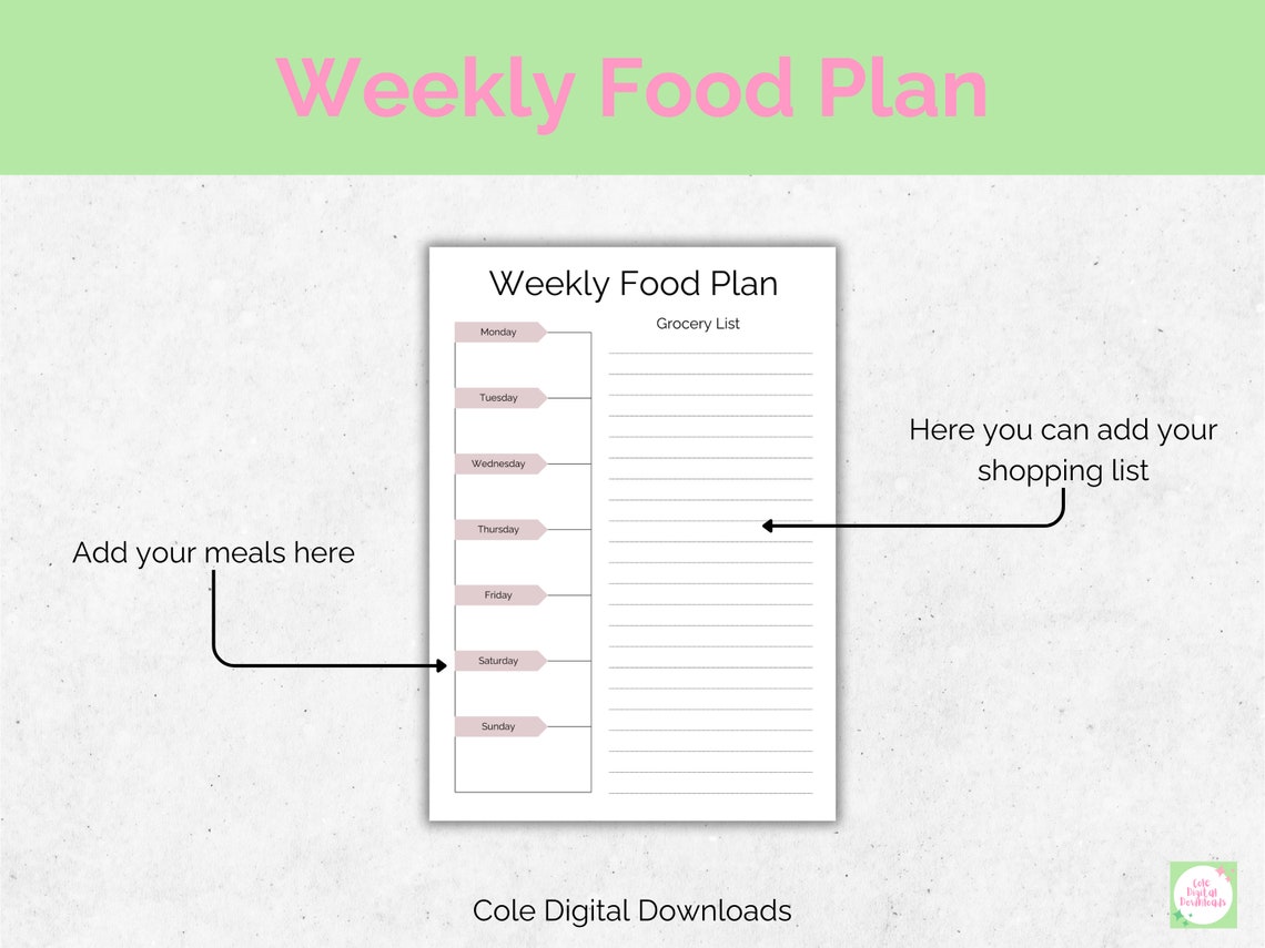 Printable Weekly Meal Planner With Grocery List - Streamline Meal Prep ...