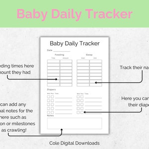 Printable Baby Daily Tracker: Diaper, Feeding, and Sleep Tracking - Etsy