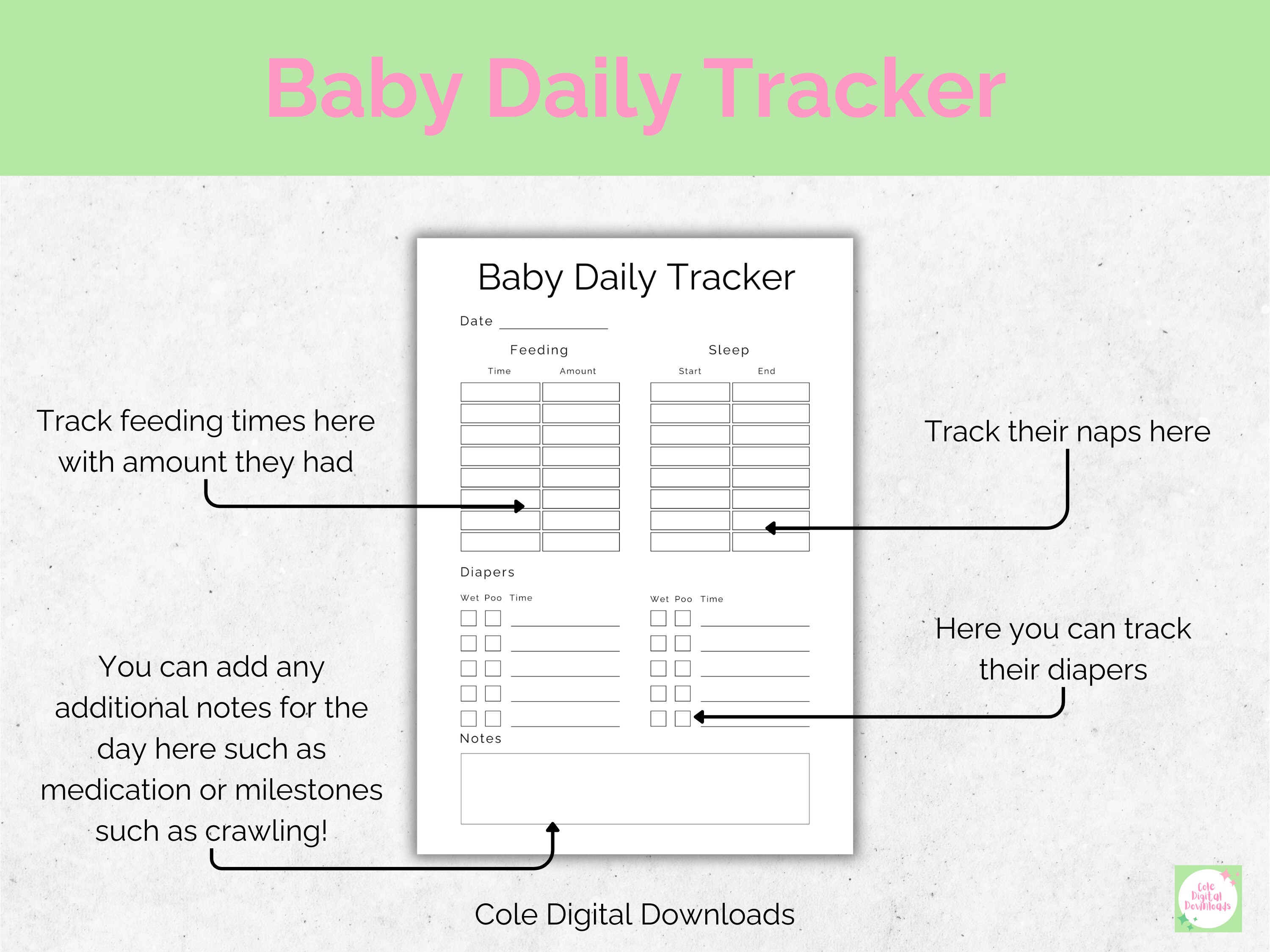 Printable Baby Daily Tracker: Diaper, Feeding, and Sleep Tracking - Etsy