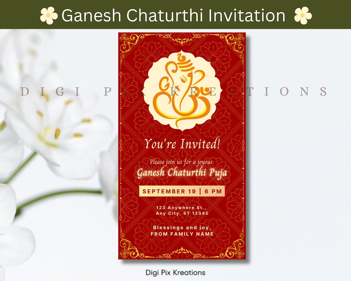 Ganesh Chaturthi Invite, Ganpati Invitation, Ganpati Darshan Invite ...