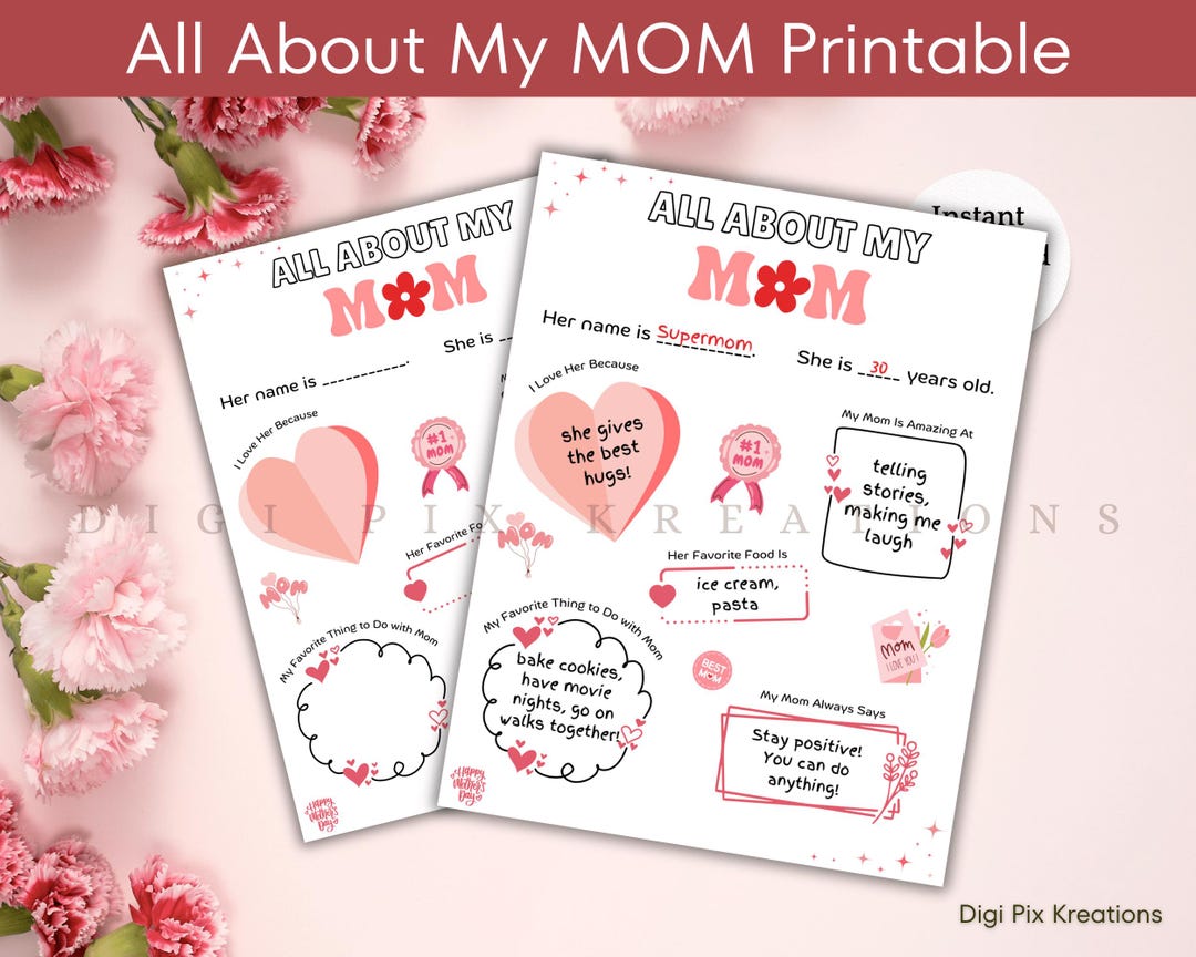 Mother's Day Printable,all About My Mom, Mother's Day Activity,mother's ...