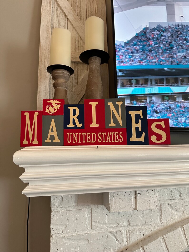 USMC Marines Semper Fi Wood Block Sign - Etsy