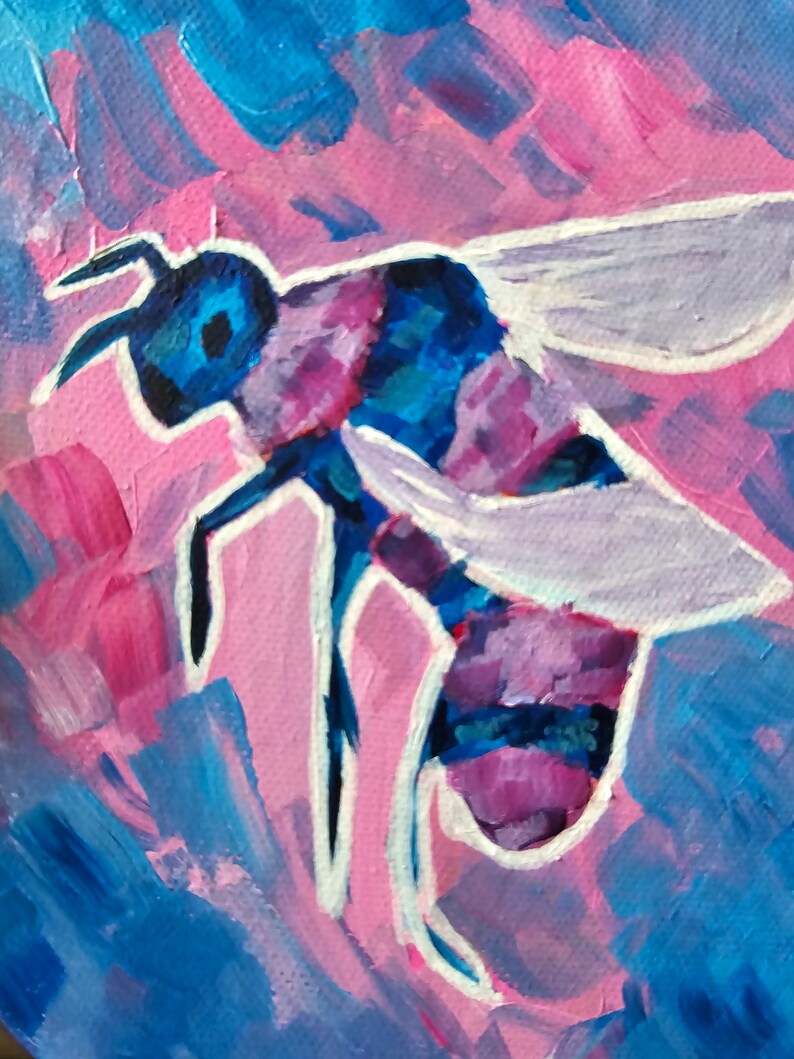 Bee Painting Colorful Bee Art Fantasy Bee Themed Decor for Bedroom Wall ...