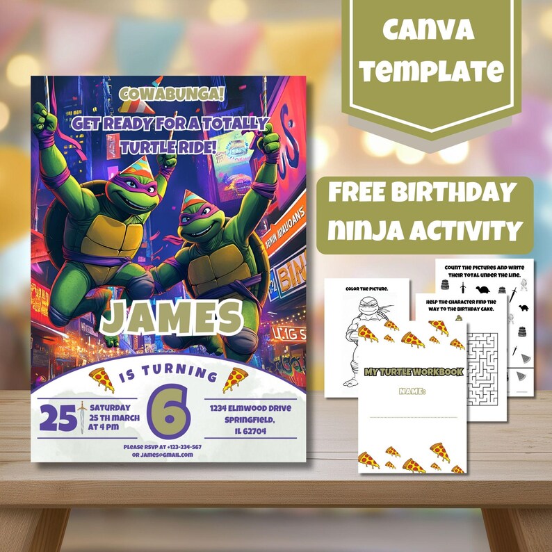 Editable TMNT Birthday Invitation | Ninjas Turtle Invite | Invitation ...