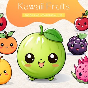 23 Kawaii Fruit Clipart Bundle Png, Fruits Kawaii, Kawaiiness, Fresh ...