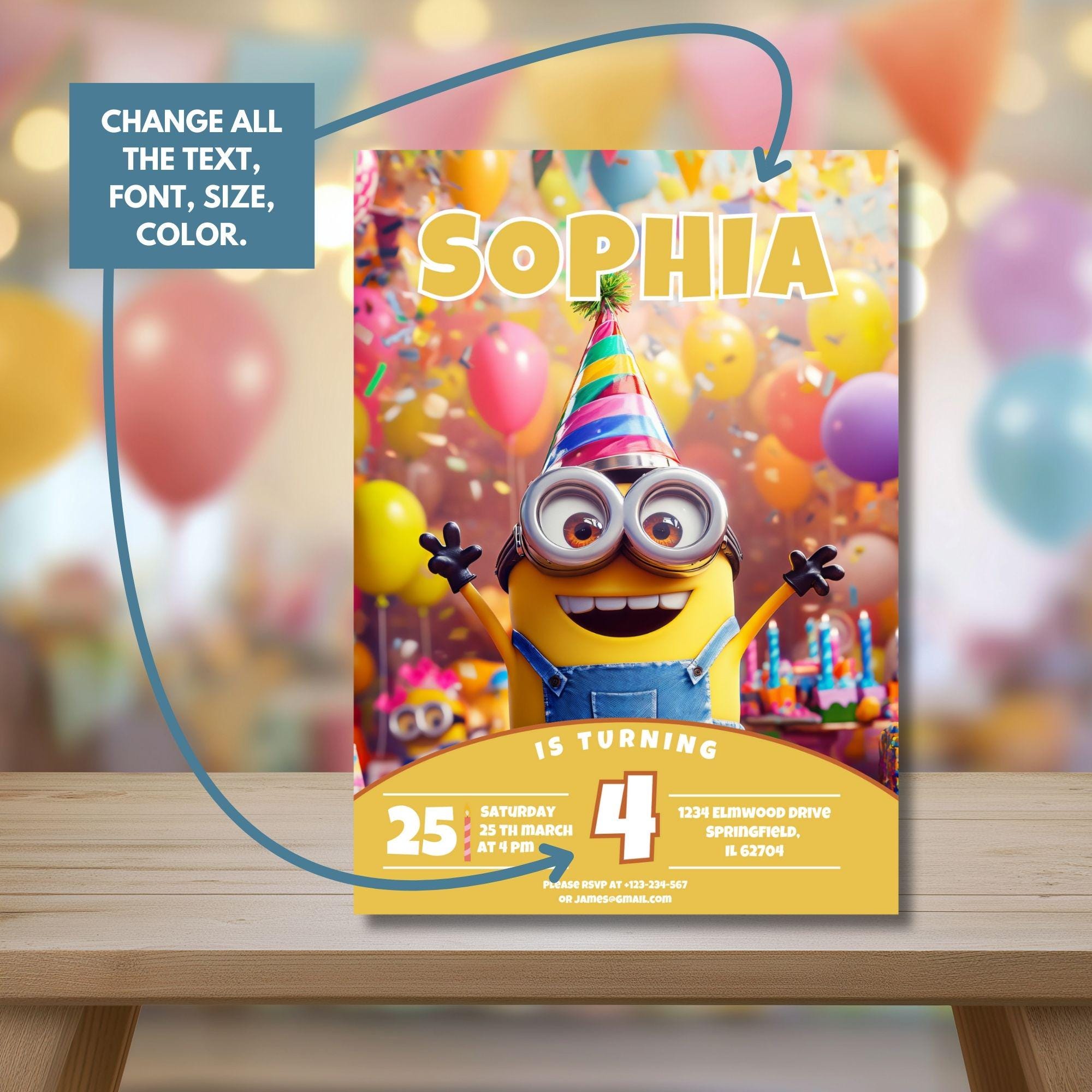 Editable Minions Birthday Invitation, Minions Themed Party Invite ...