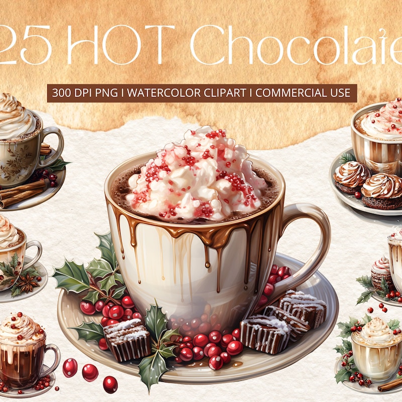 Christmas Hot Chocolate Clip Art - Etsy