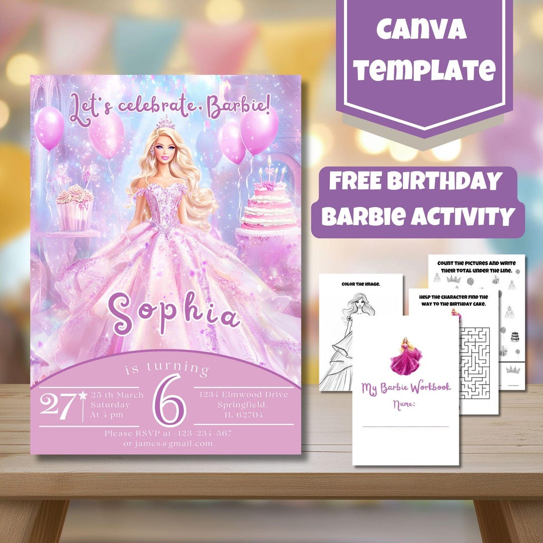Barbie Birthday Invitation | Barbie Party Invite | Printable Barbie ...