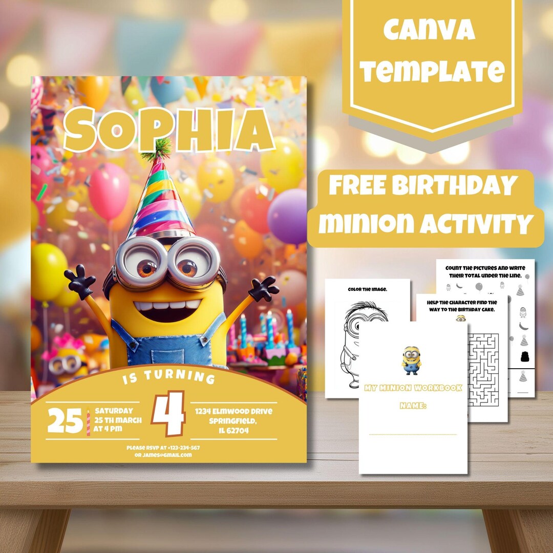 Editable Minions Birthday Invitation, Minions Themed Party Invite ...