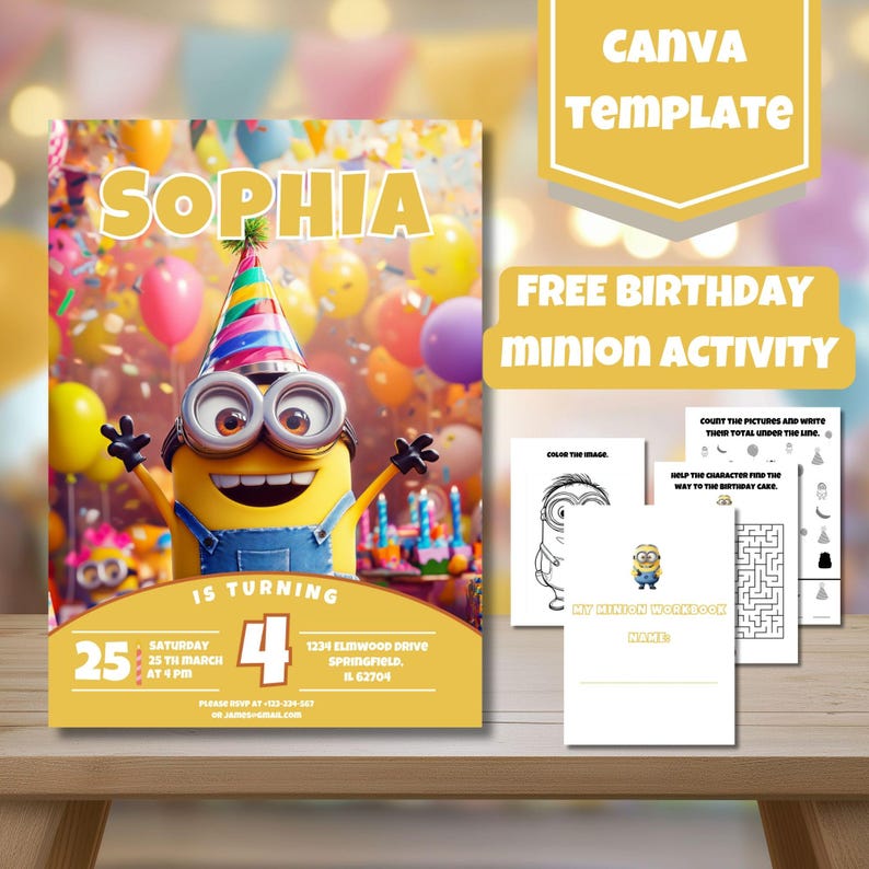 Editable Minions Birthday Invitation, Minions Themed Party Invite ...