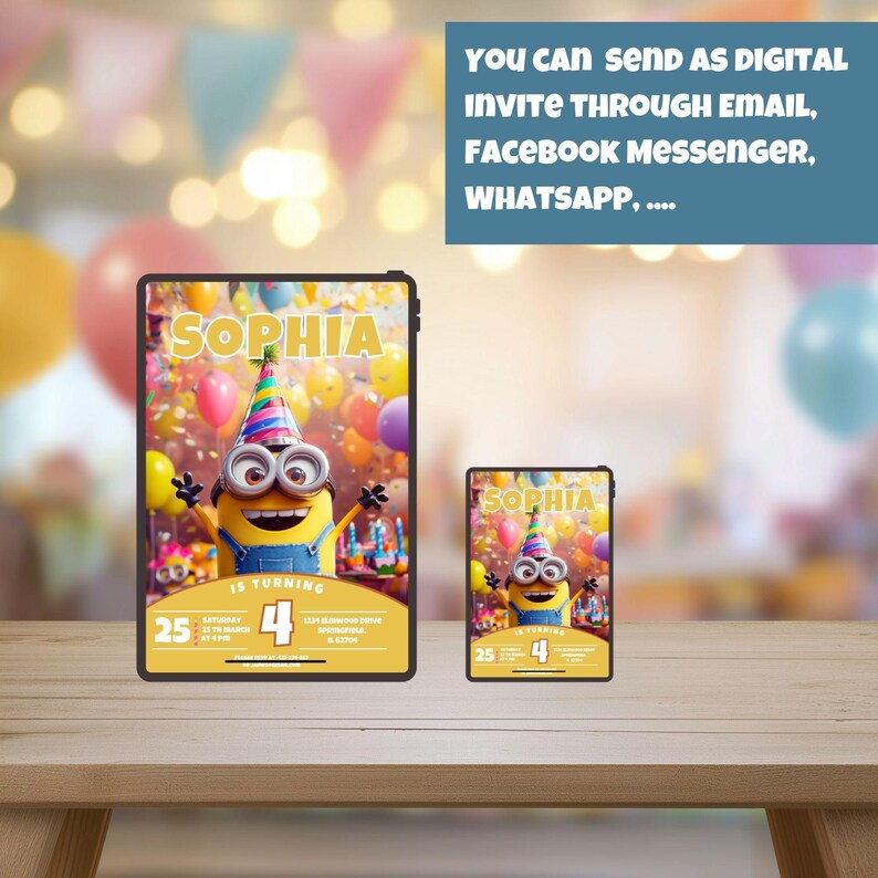 Editable Minions Birthday Invitation, Minions Themed Party Invite ...