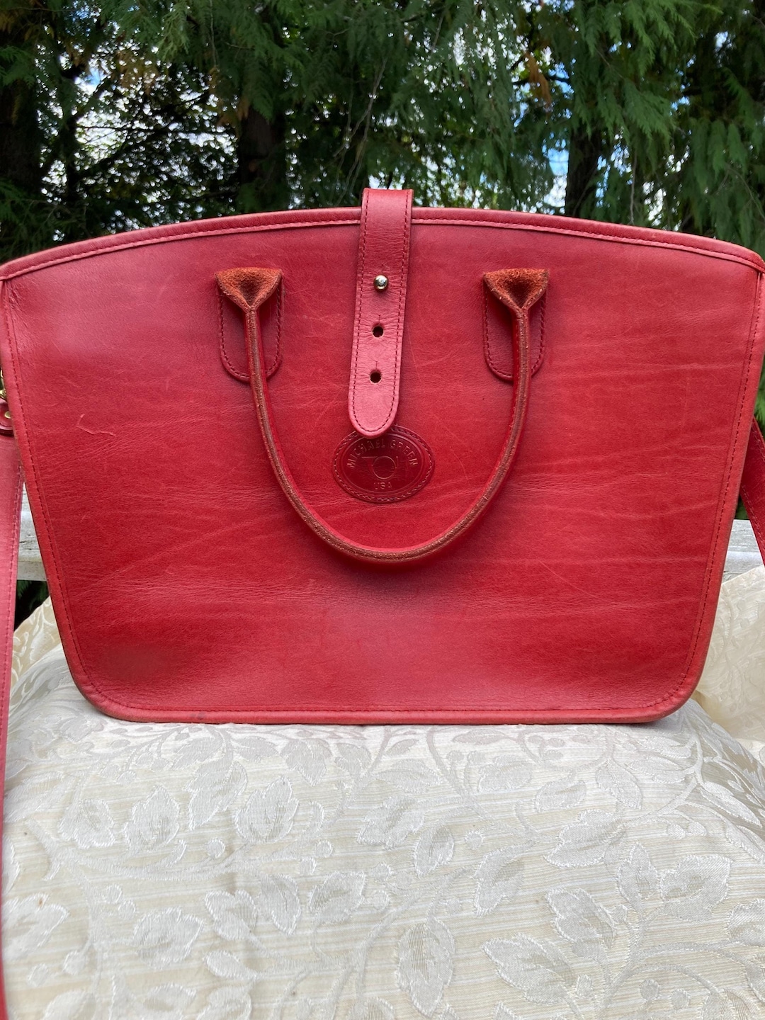 Vintage Michael Green Seattle Red Leather Tote classic handmade in PNW ...
