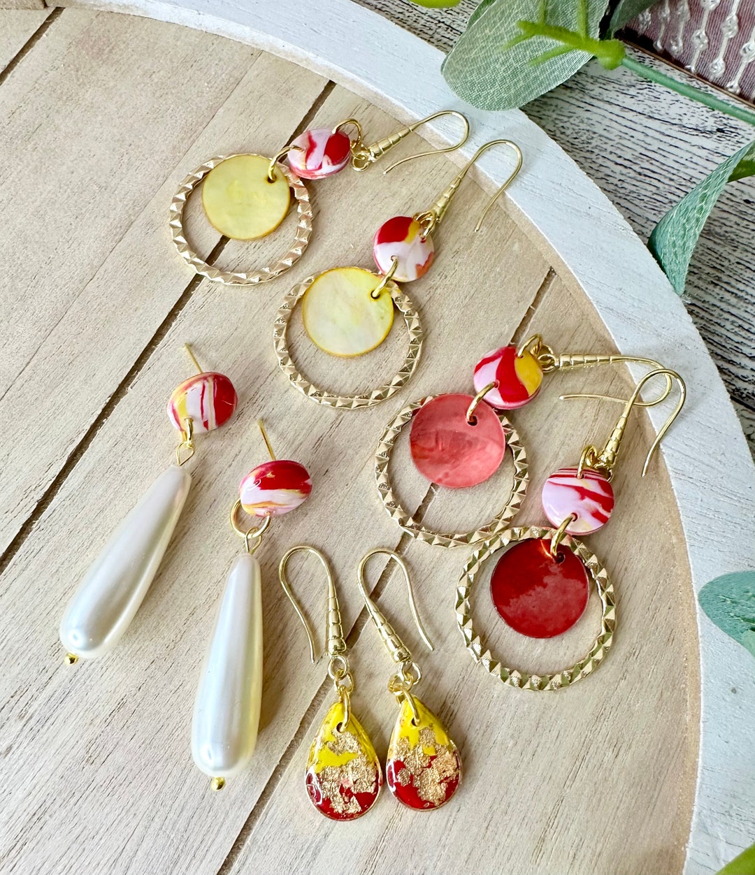 Unique Kansas City Football Themed Dangle Earrings. Marbled Polymer ...