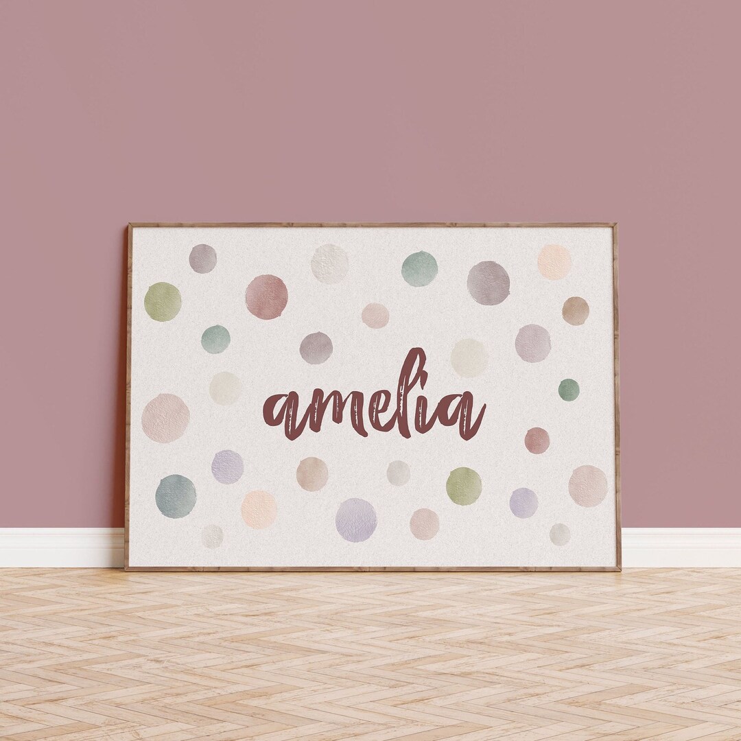 Colourful Personalised Printable Spotty Wall Art Custom Name Print ...