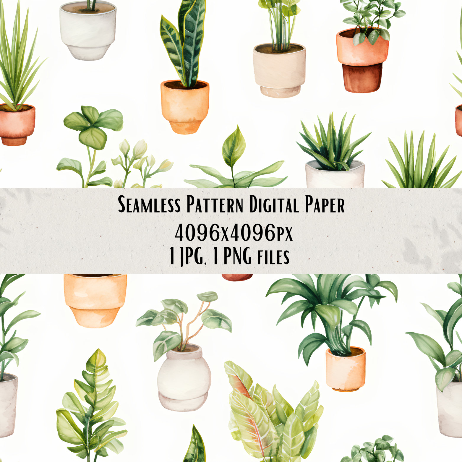 7. Retro Houseplants Seamless Pattern Digital Art Seamless Pattern ...
