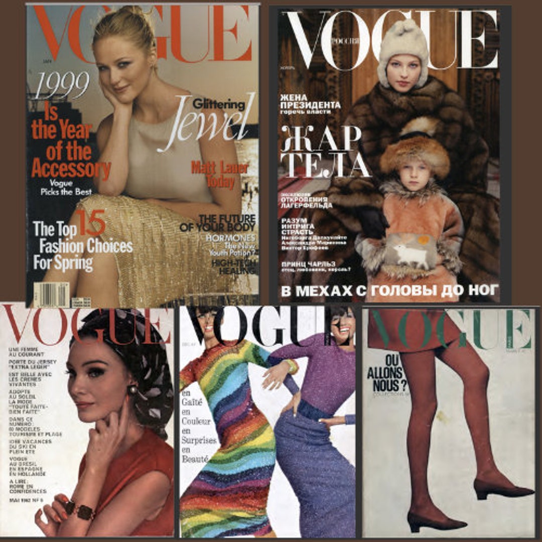 Set of 5 Vintage Vogue Magazines. Access These Timeless - Etsy