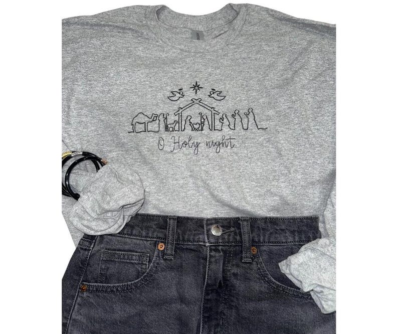 Nativity Embroidered Sweatshirt, Religious Christmas Gift - Etsy