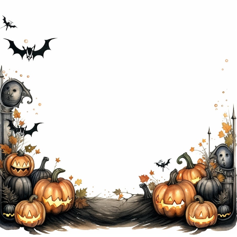 Halloween Borders 3-pack, Border, Halloween, Bats - Etsy