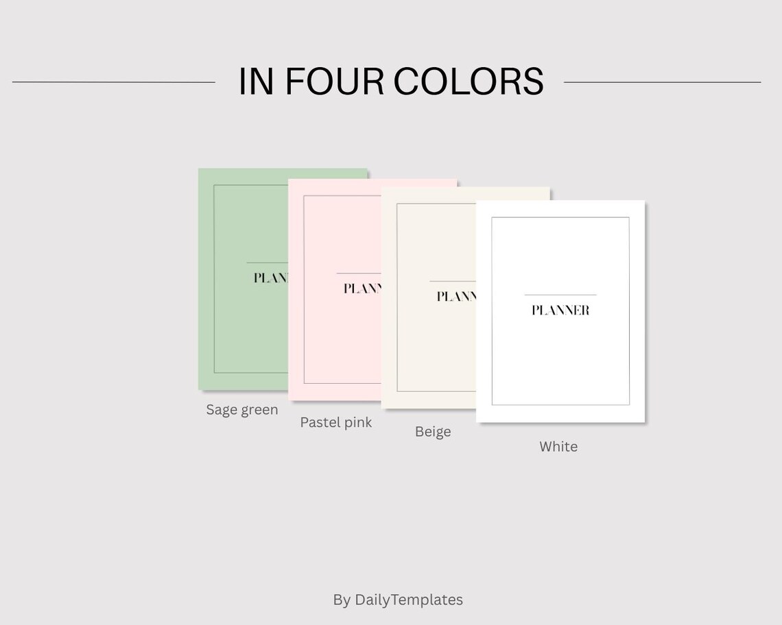 Yearly Planner Printable | Digital Planner | 4 Color Options ...
