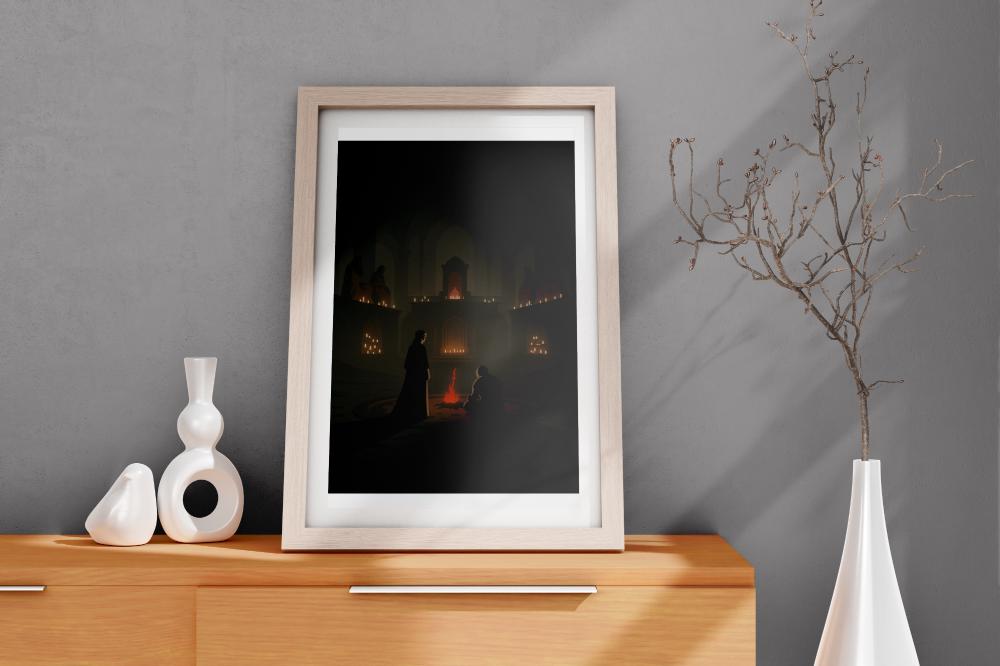 Firelink Shrine Art Print - Dark Souls Poster - Bonfire Minimalist ...