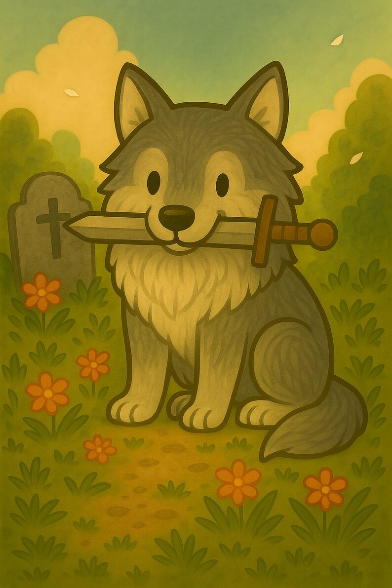 Sif – Chibi Great Grey Wolf Print | Dark Souls Fan Art, Cute Sword Wolf ...