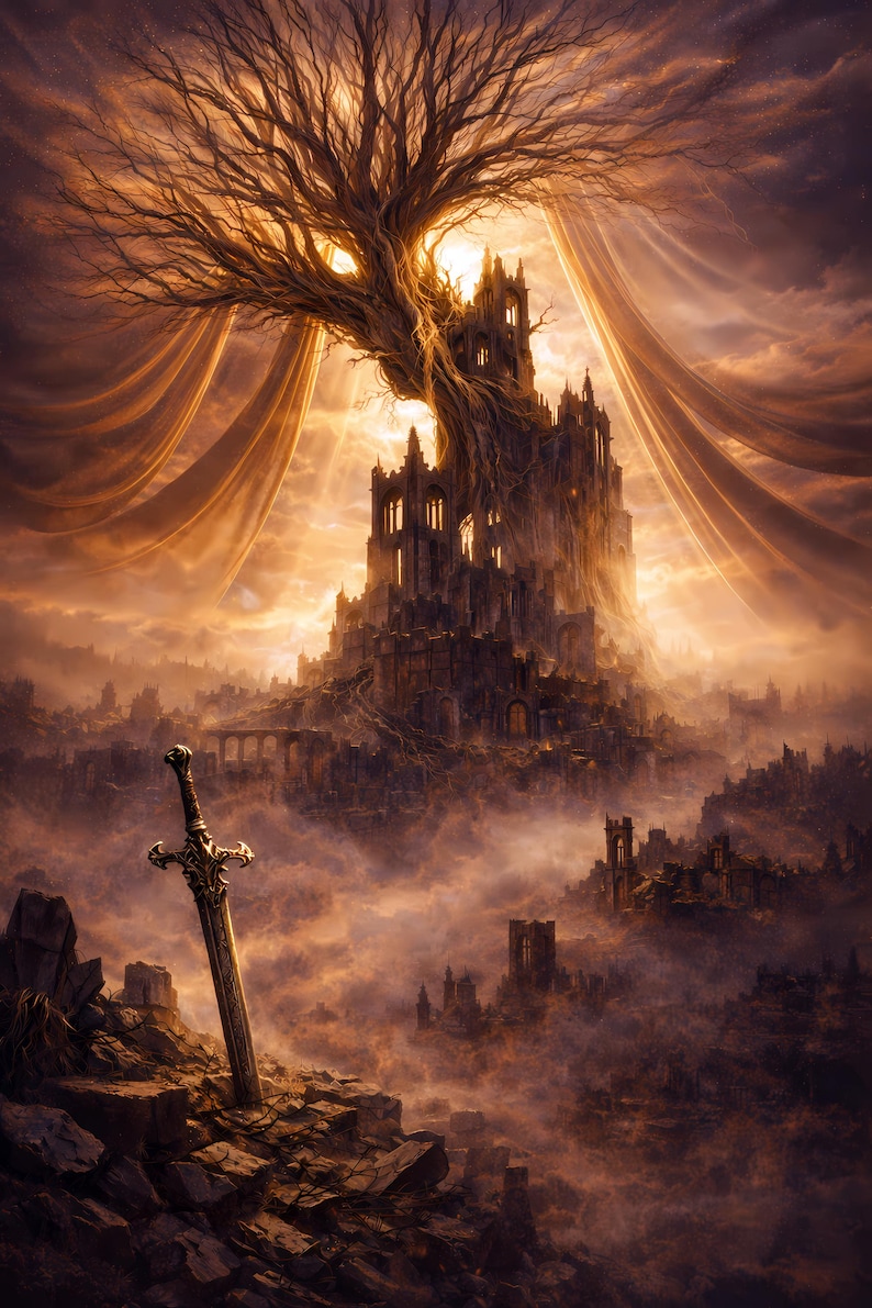 Shadow of the Erdtree Art Print – Elden Ring DLC Dark Fantasy Landscape ...