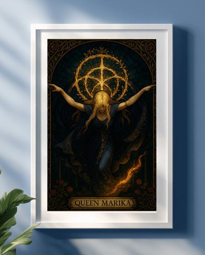 Queen Marika Stained Glass Art Print: Elden Ring Gothic Decor - Etsy