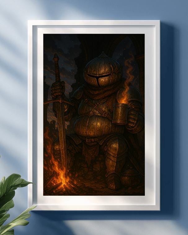 Siegward of Catarina – Dark Souls Fan Art Poster | Cozy Bonfire Fantasy ...