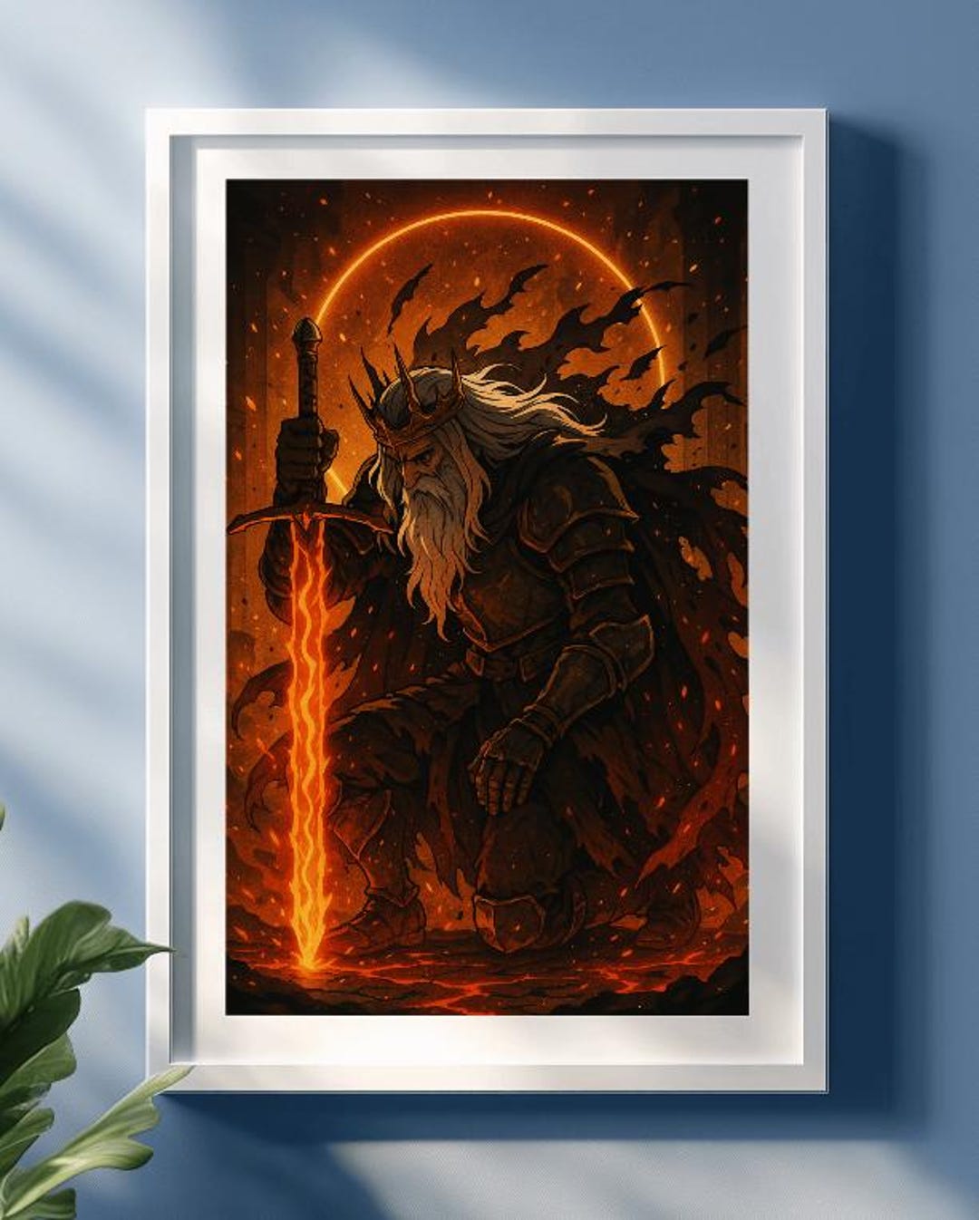 Gwyn, Lord of Cinder – Dark Souls Fan Art Poster | Kneeling Flame King ...