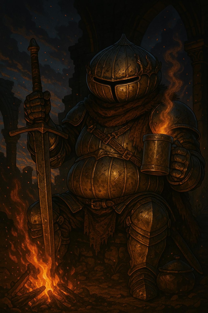 Siegward of Catarina – Dark Souls Fan Art Poster | Cozy Bonfire Fantasy ...