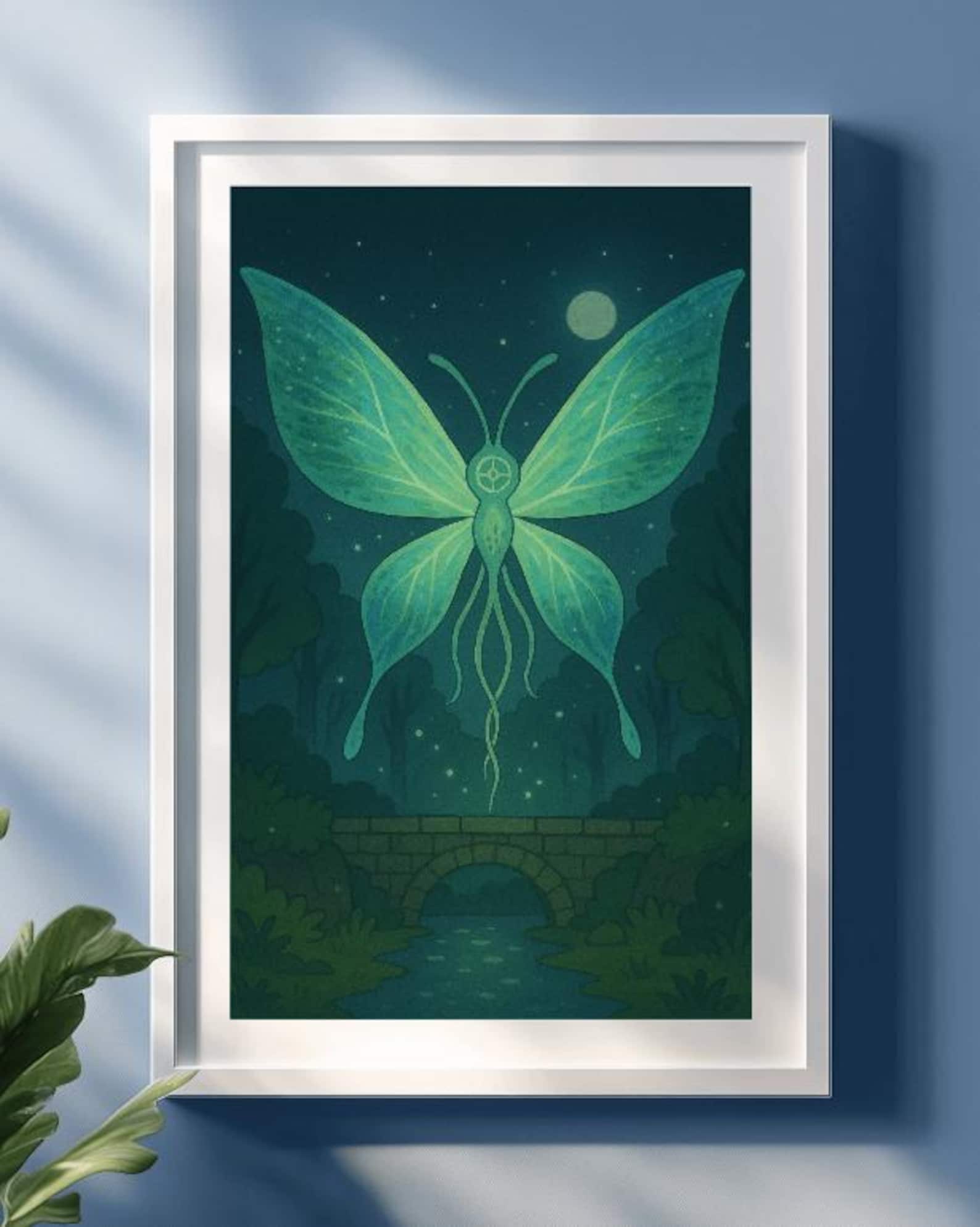 Moonlight Butterfly Print – Cute Forest Boss Poster, Dark Souls ...