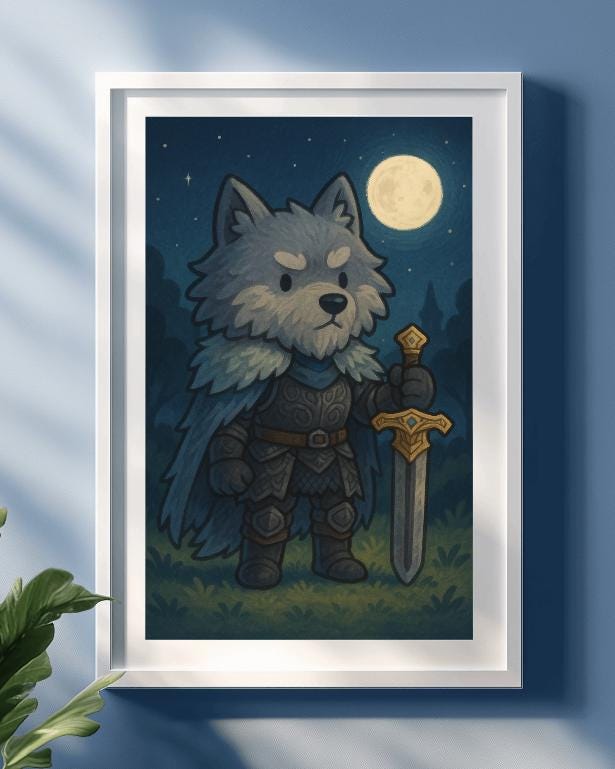 Blaidd-chibi Half-wolf Print | Elden Ring Fan Art, Cute Wolf Knight ...