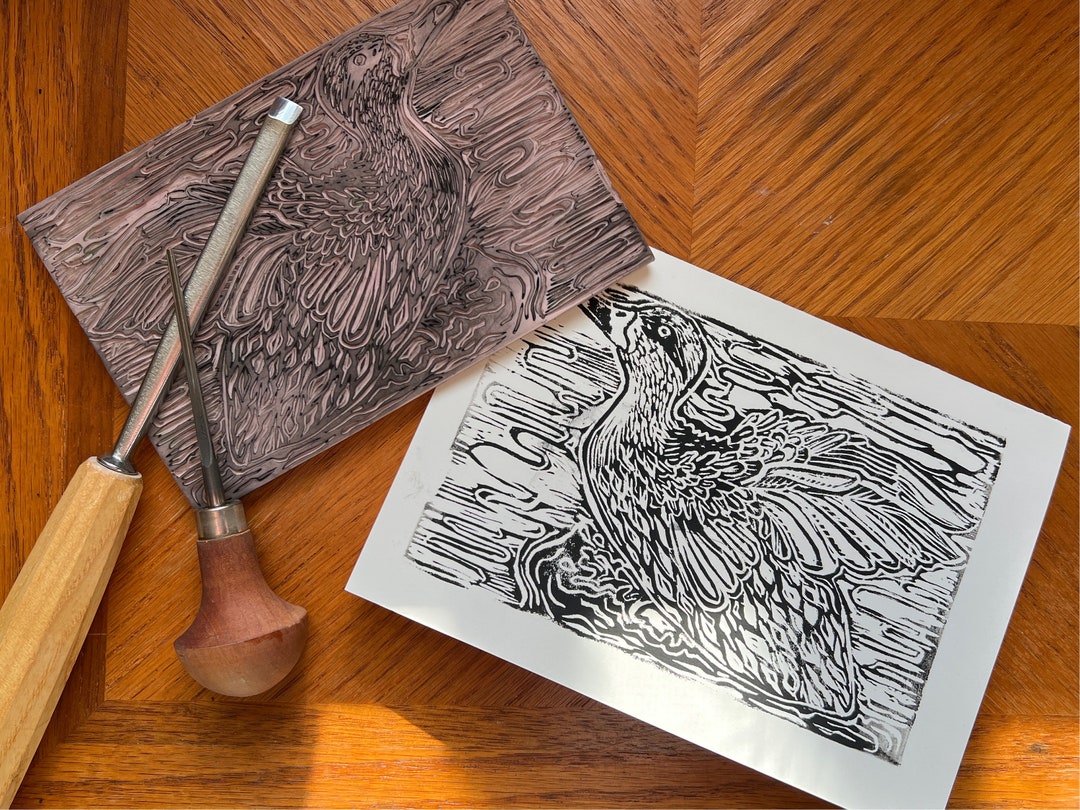 Mallard Duck Linocut Print Card W/ Envelope - Etsy