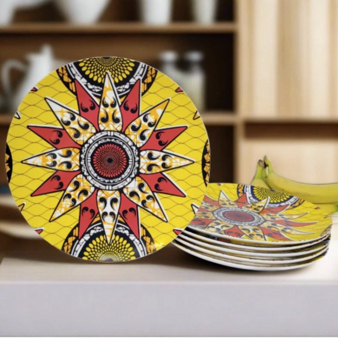 6 African Art Ceramic Plates for Dining & Home Decor SET of 6 Plates ...