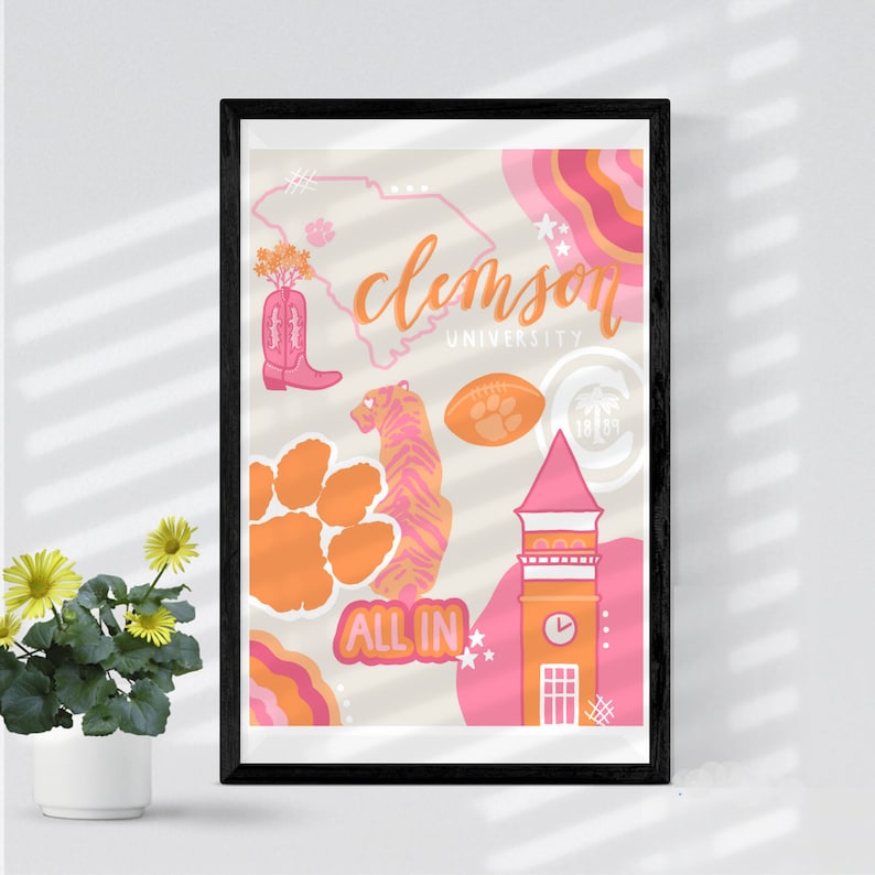 Clemson Digital Art Print - Etsy