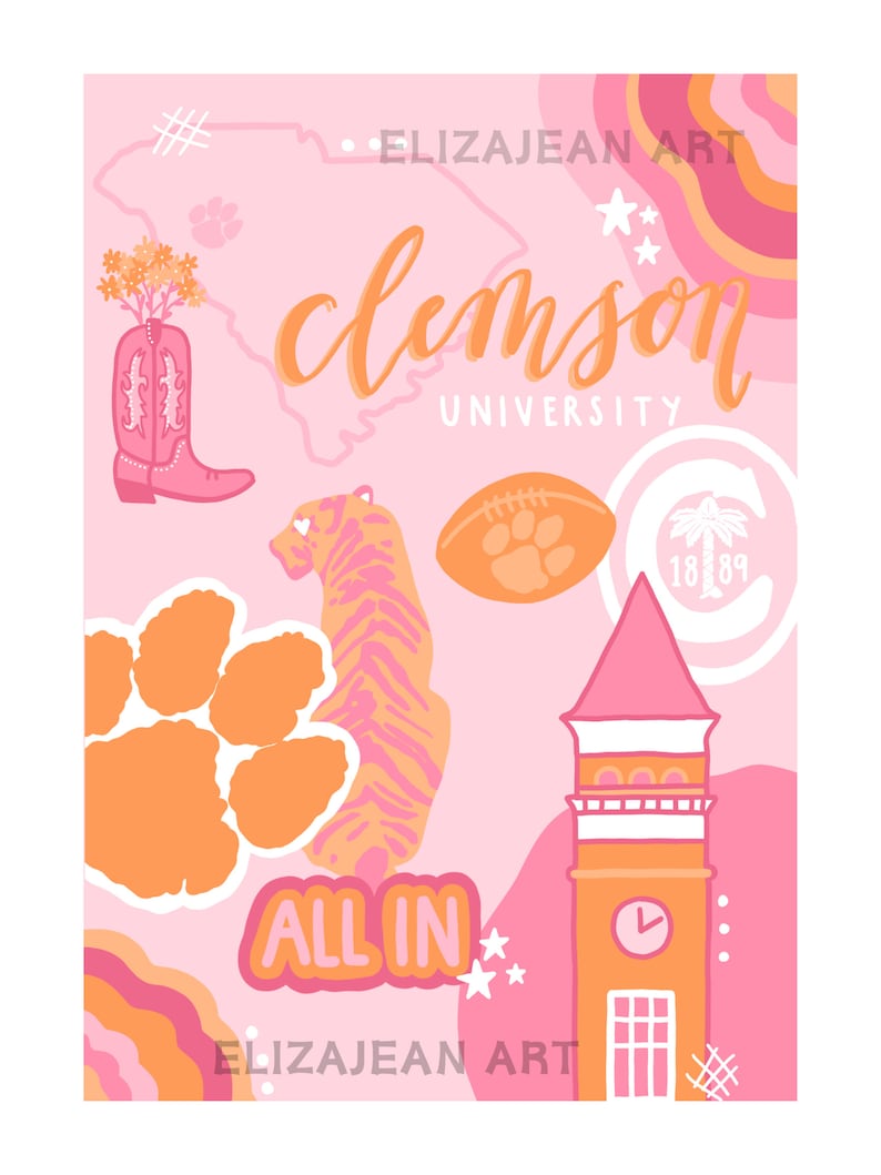 Clemson Digital Art Print - Etsy