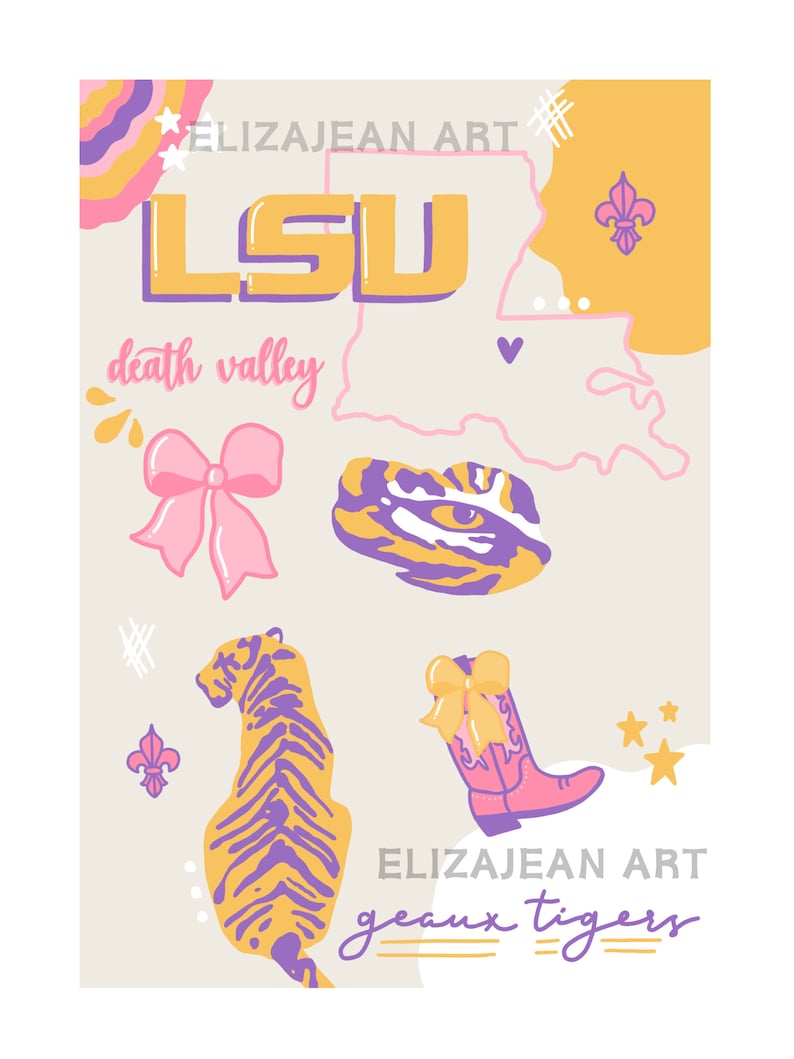 LSU Digital Art Print - Etsy