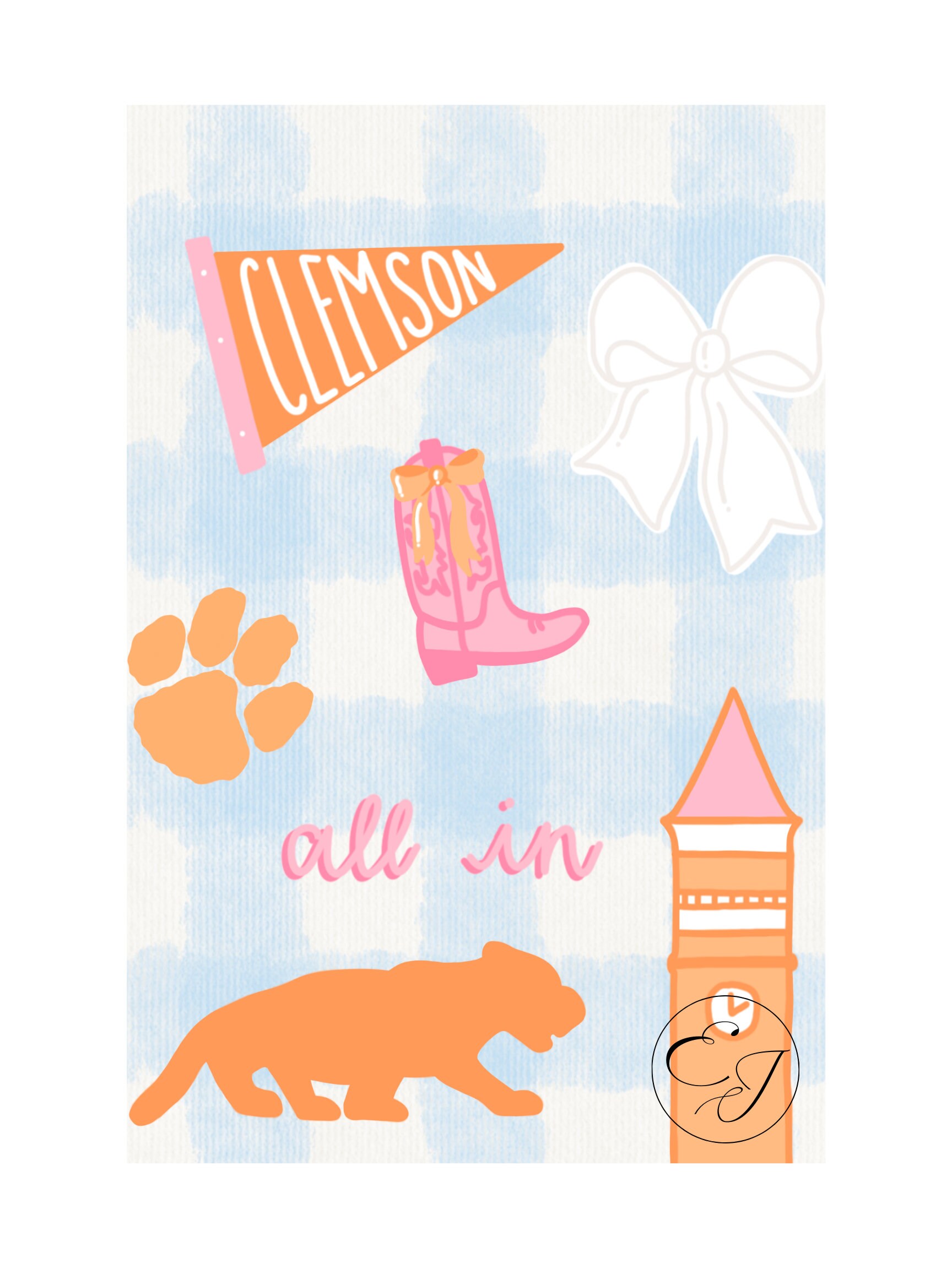 Clemson Digital Art Print - Etsy