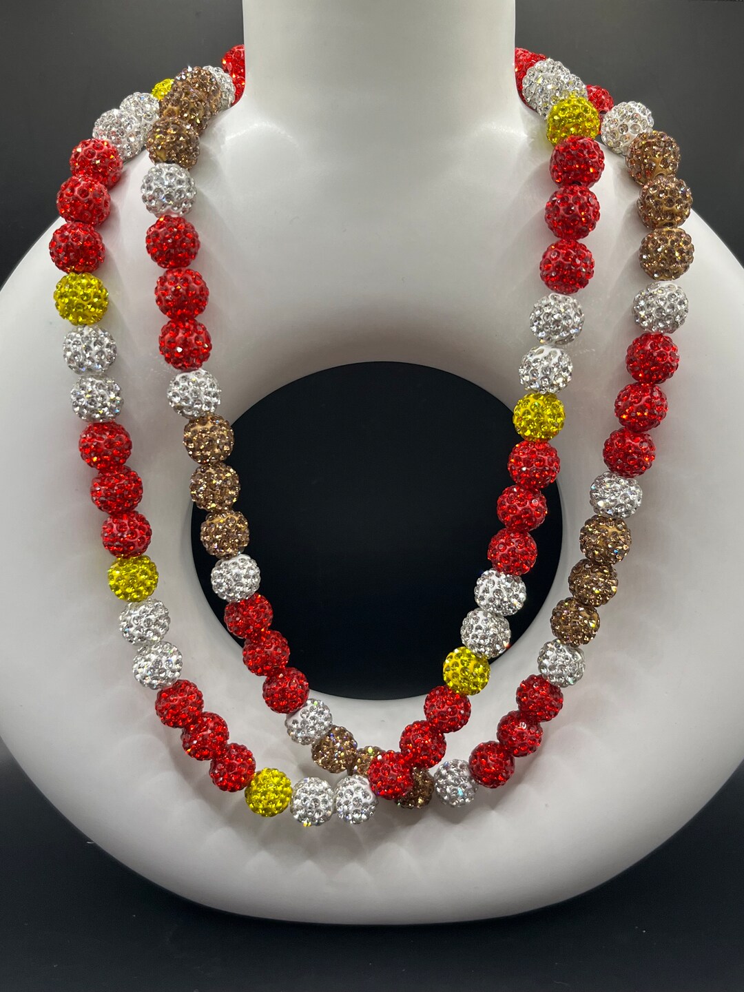 SUPER BOWL LVIII Chiefs 49ers Rhinestone Beaded Necklace Tailgate Bling ...