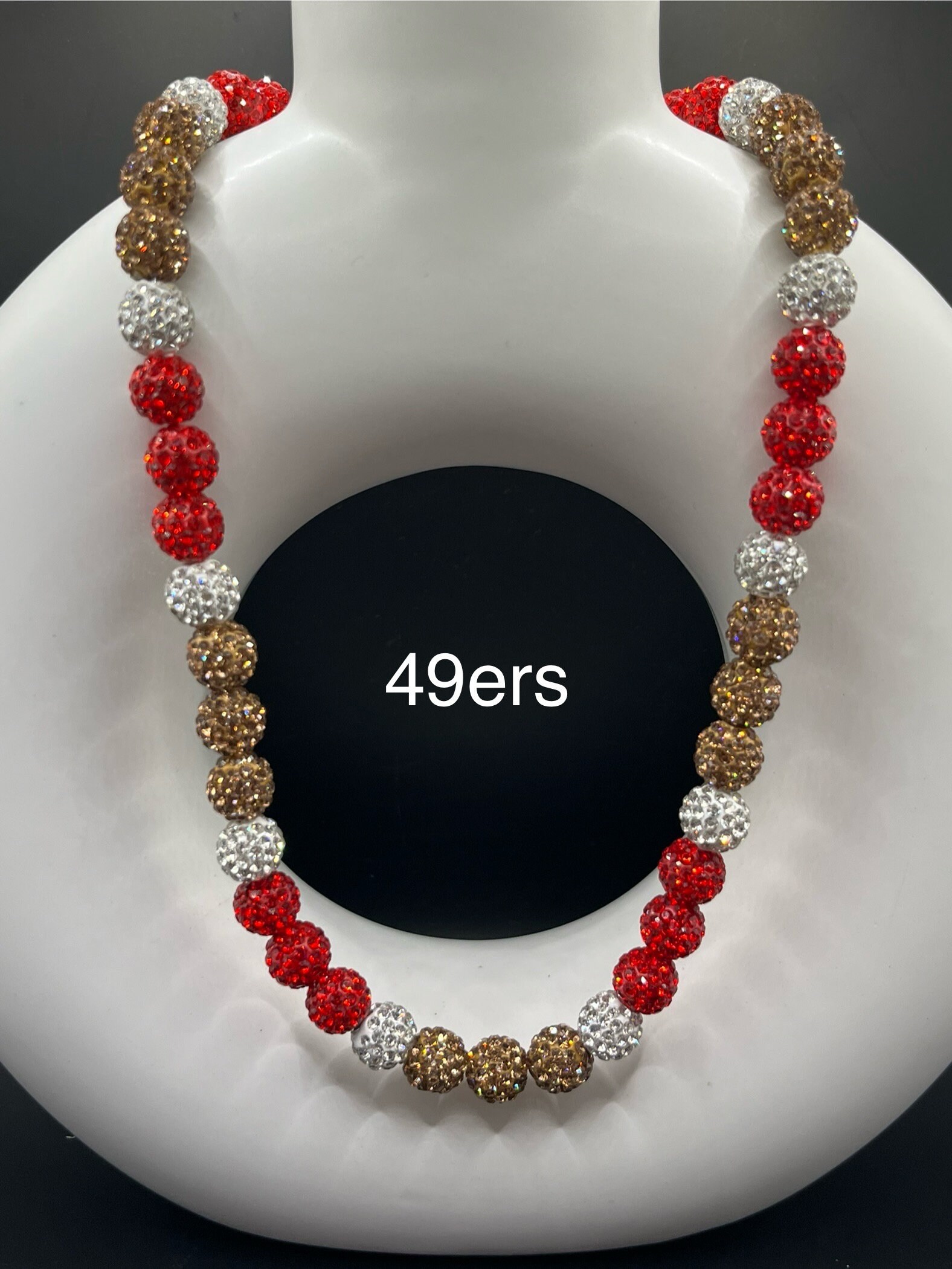 SUPER BOWL LVIII Chiefs 49ers Rhinestone Beaded Necklace Tailgate Bling ...