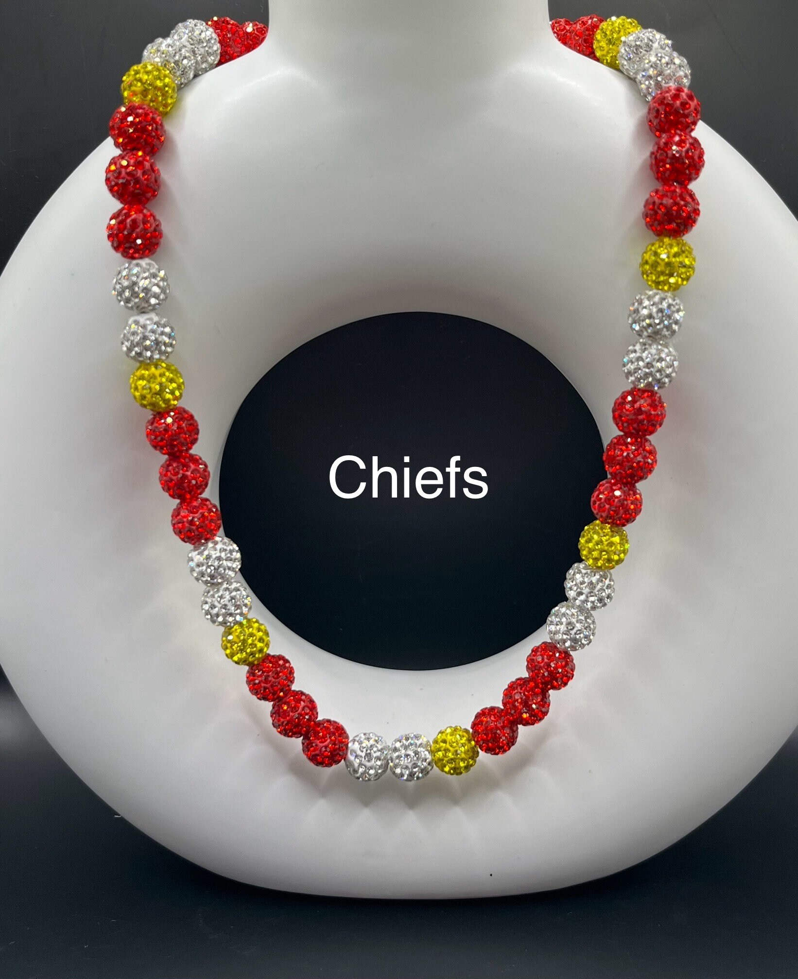 SUPER BOWL LVIII Chiefs 49ers Rhinestone Beaded Necklace Tailgate Bling ...