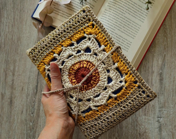 Crochet Book Sleeve, Handmade Crochet Book Cover, Multicolor Crochet ...