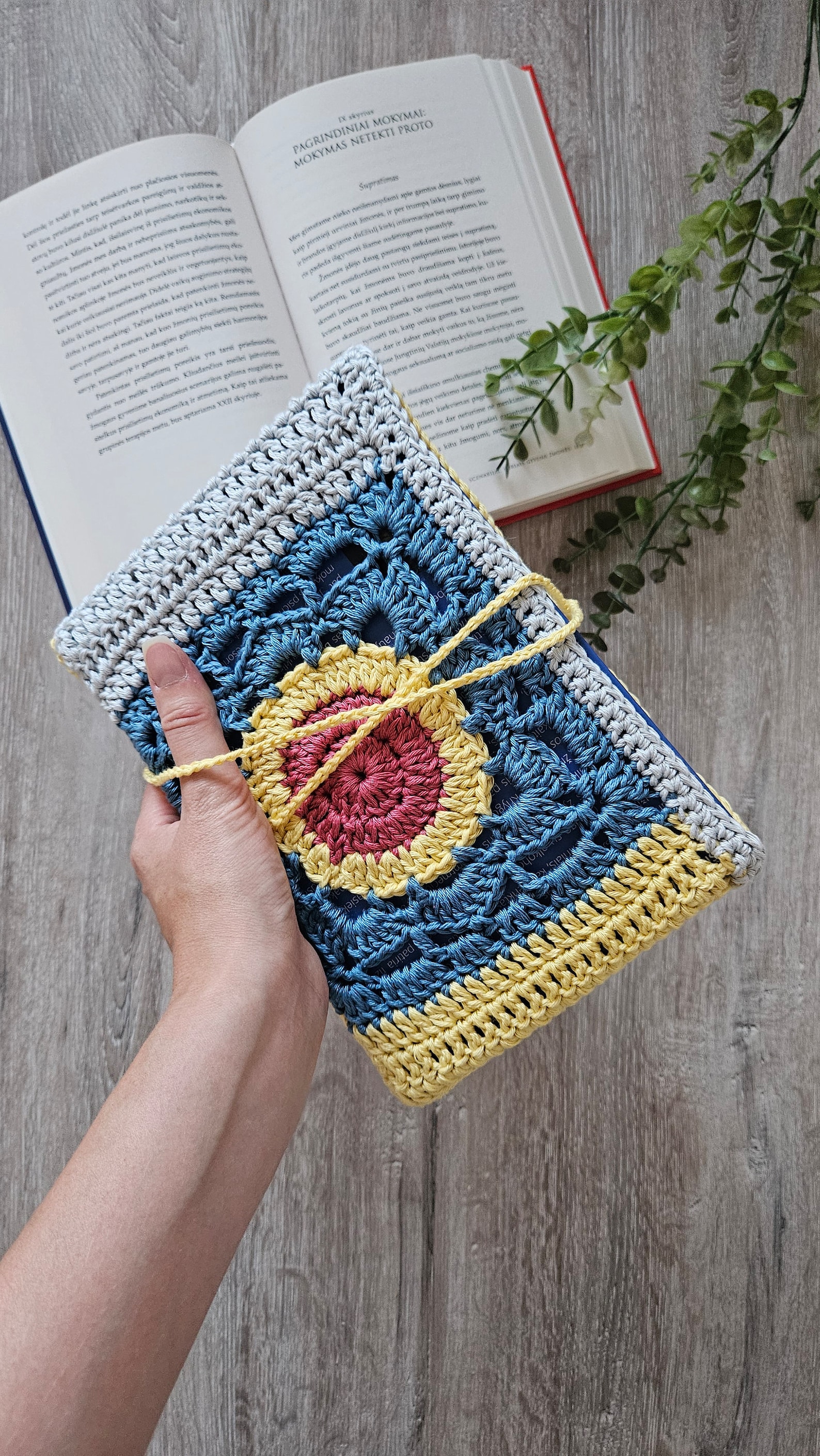 Handmade Crochet Book Sleeve, Crochet Multicolor Book Cover, Crochet ...